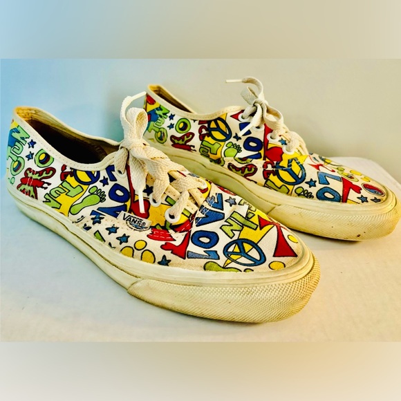 Vans | Shoes | Vans Multicolored Peace Sign Graffiti Tennis Shoes In ...